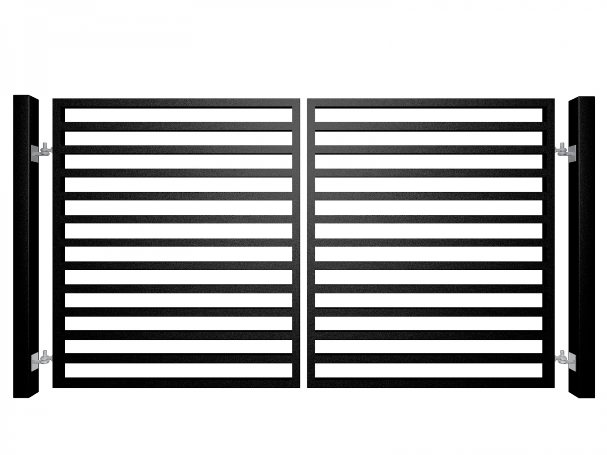 Contemporary Horizontal Box Section Metal Swinging Gate | ELEX GATES