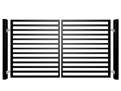 Contemporary Horizontal Box Section Metal Swinging Gate | ELEX GATES