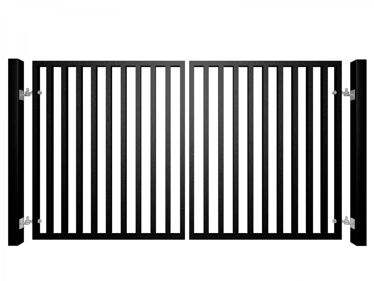 Contemporary Vertical Box Section Metal Swinging Gate | ELEX GATES