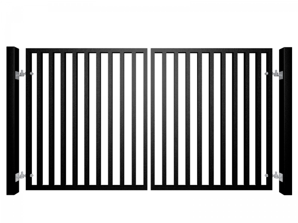 Contemporary Vertical Box Section Metal Swinging Gate | ELEX GATES