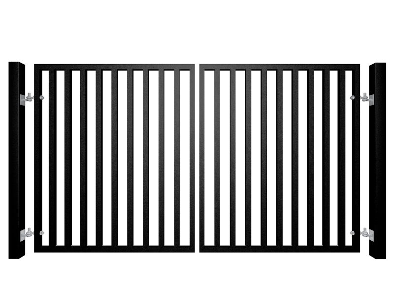 Contemporary Vertical Box Section Metal Swinging Gate | ELEX GATES