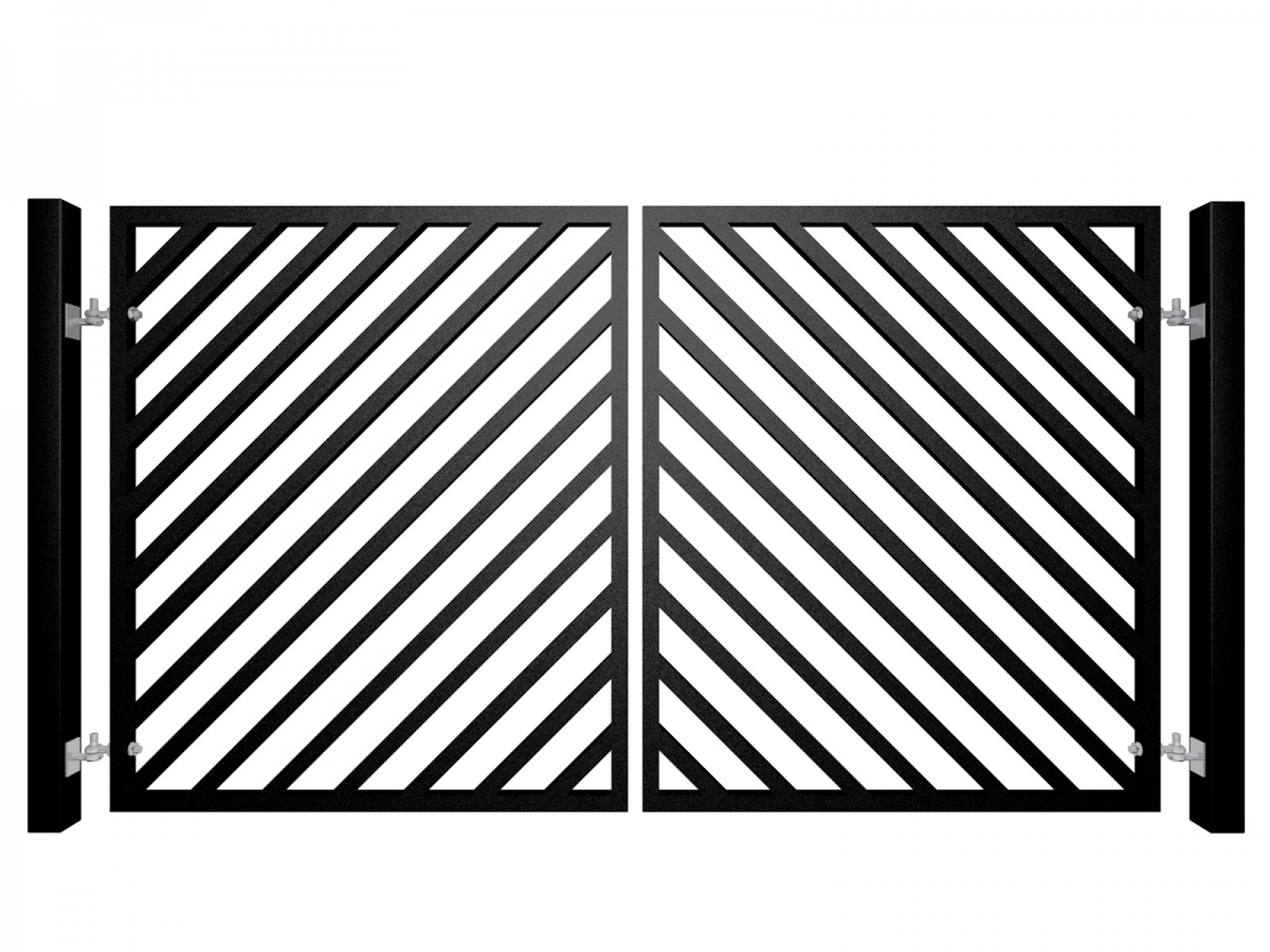 Contemporary, Diagonal Box Section Metal Swinging Gate | ELEX GATES