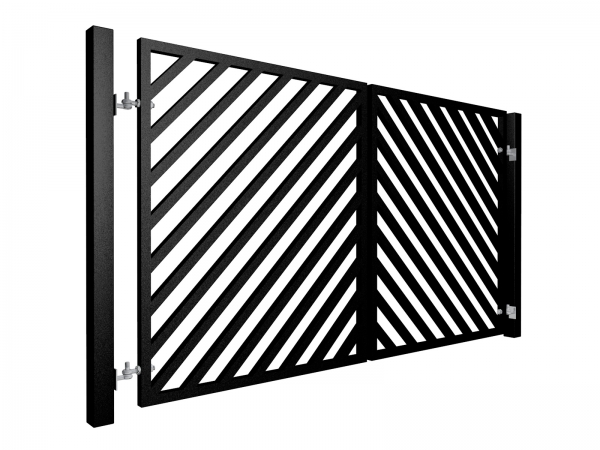Contemporary, Diagonal Box Section Metal Swinging Gate | ELEX GATES