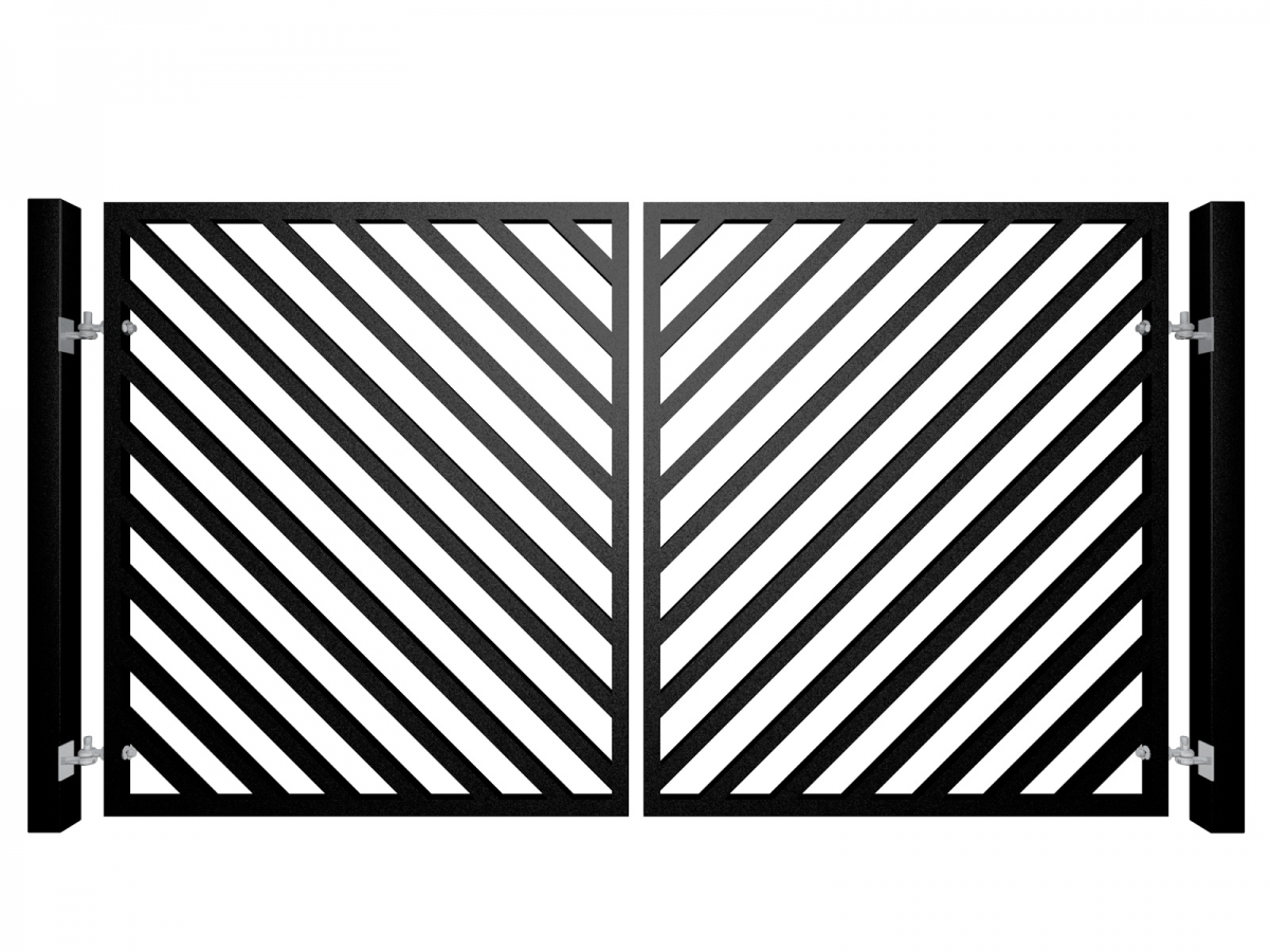 Contemporary, Diagonal Box Section Metal Swinging Gate | ELEX GATES
