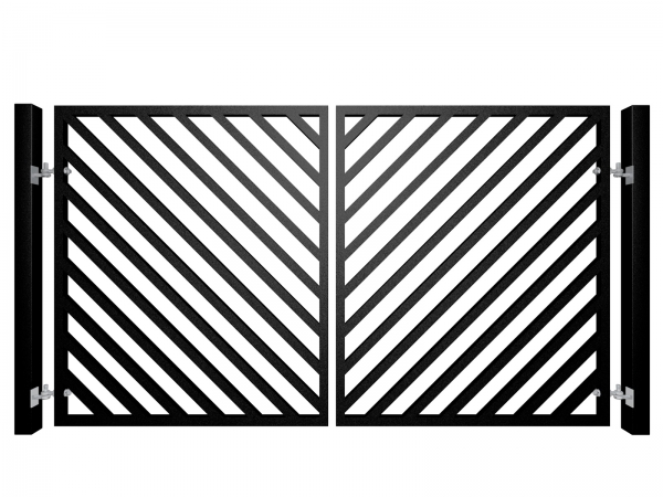 Contemporary, Diagonal Box Section Metal Swinging Gate | ELEX GATES