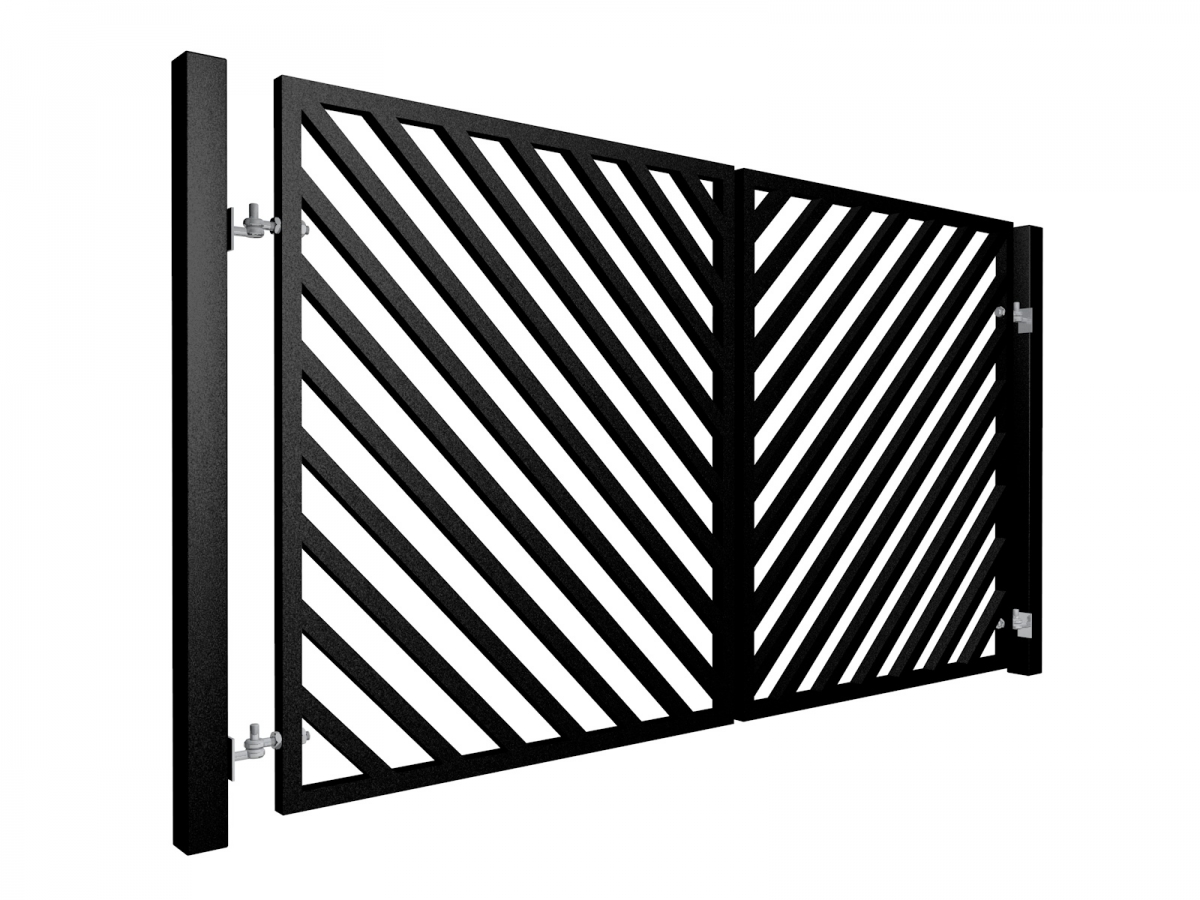 Contemporary, Diagonal Box Section Metal Swinging Gate | ELEX GATES
