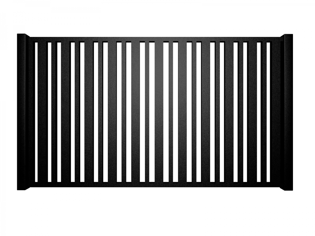 Contemporary, Alternating Width Vertical Box Section Metal Sliding Gate ...