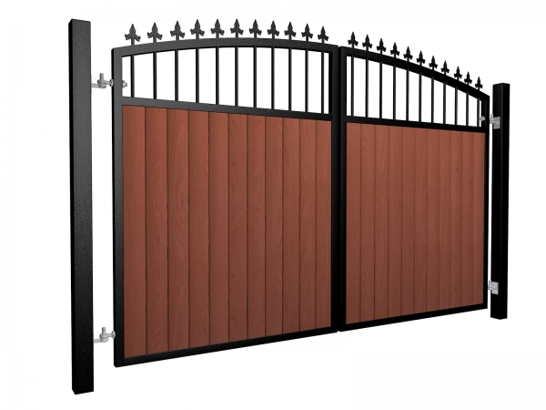 Arch, Open Top Swinging Metal Framed Gate With Finials | ELEX GATES