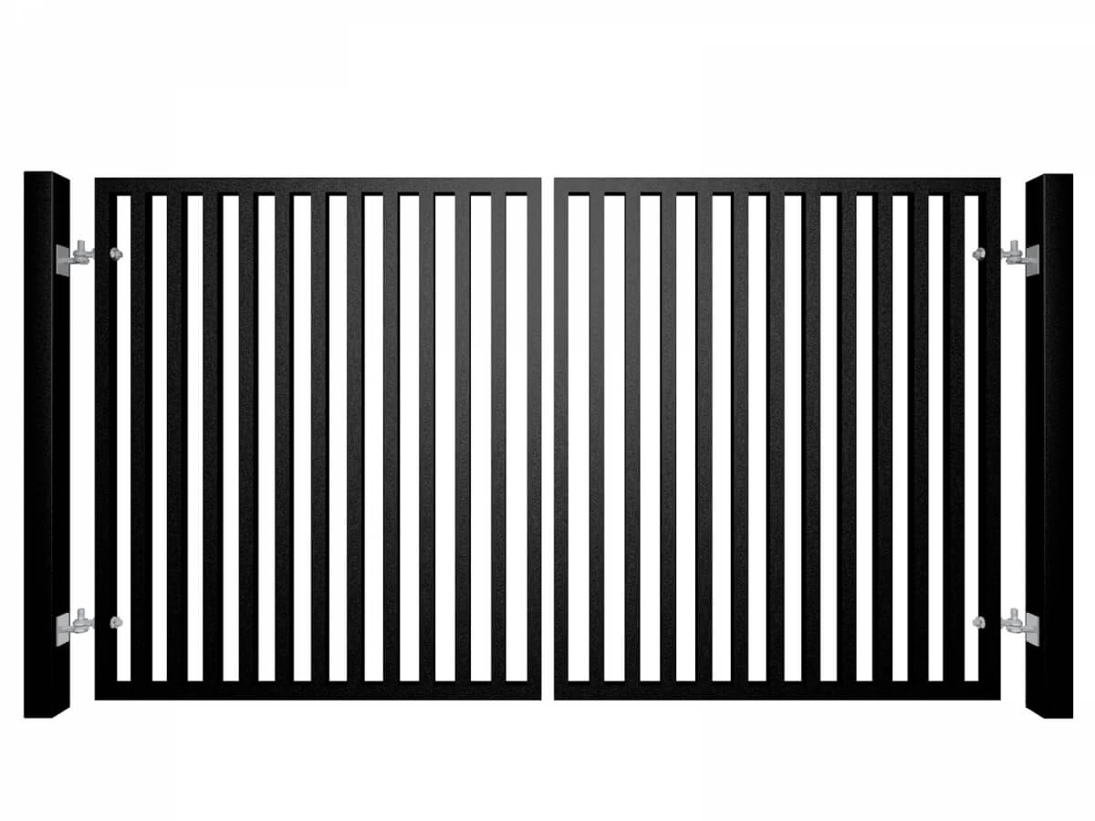 Contemporary Vertical Box Section Metal Swinging Gate | ELEX GATES