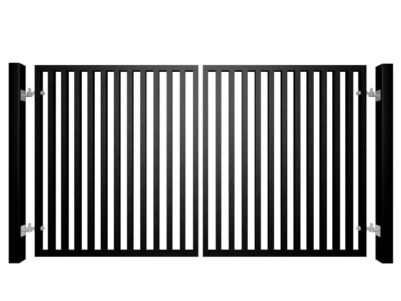 Contemporary Vertical Box Section Metal Swinging Gate | ELEX GATES