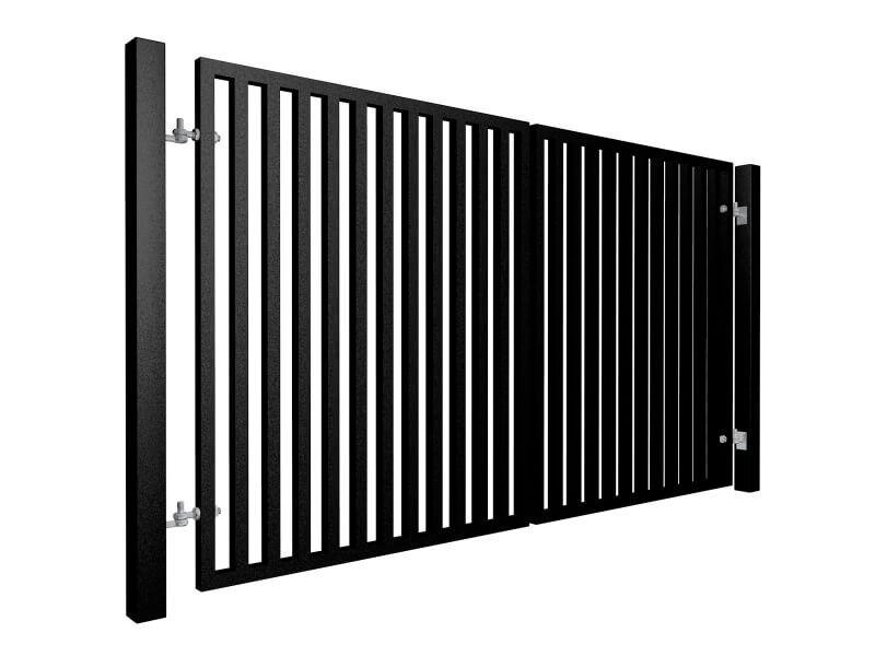 Contemporary Vertical Box Section Metal Swinging Gate | ELEX GATES