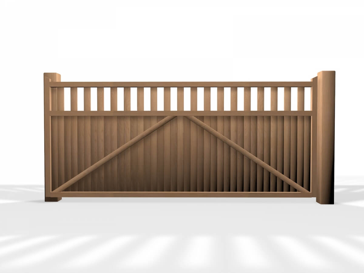 Straight Open Top Sliding Wooden Gate, Manual & Automated | ELEX GATES