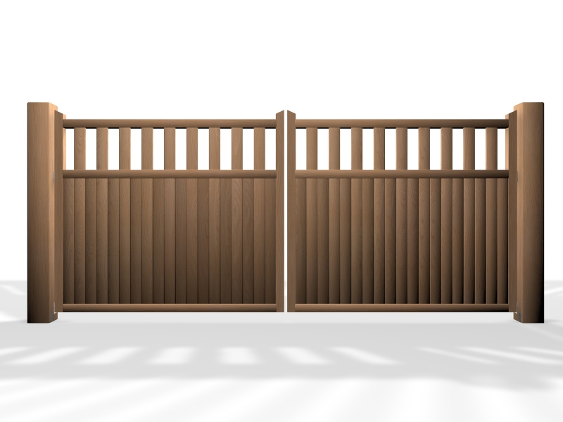 Straight Open Top Swinging Wooden Gate | ELEX GATES