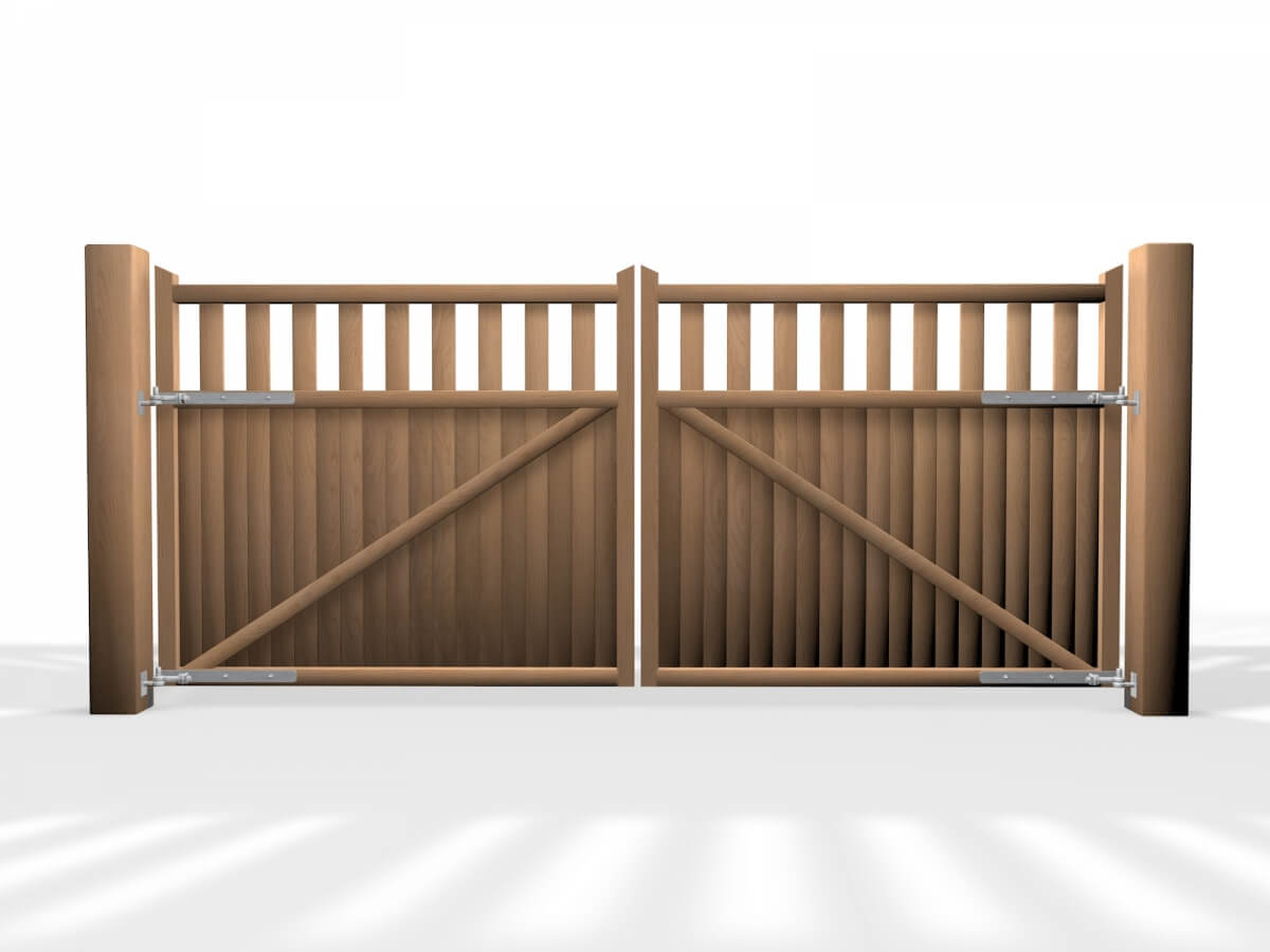 Straight Open Top Swinging Wooden Gate | ELEX GATES