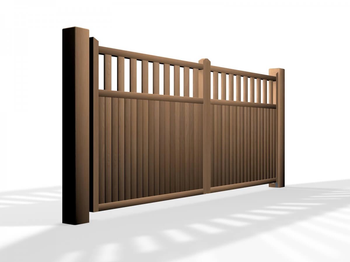Straight Open Top Swinging Wooden Gate | ELEX GATES